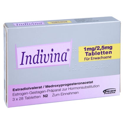 Indivina 1 Mg/2,5 mg Tabletten 3X28 St kaufen mit E-Rezept | medpex