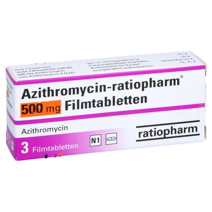 AZITHROMYCIN-ratioph.500mg Filmtabletten 3 St kaufen mit E-Rezept | medpex